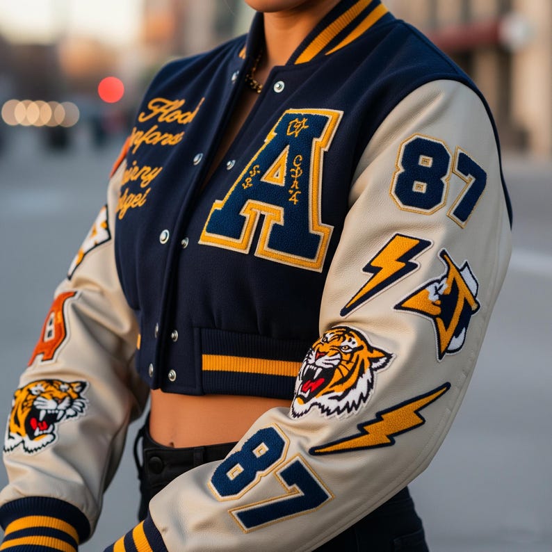 Custom Varsity Jacket for Women – Crop Top Varsity Personalized ...