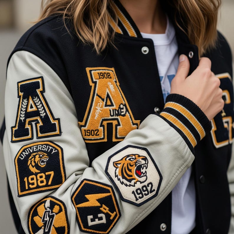 Varsity Letterman Jacket for Women Custom Line Bomber Jacket for High ...