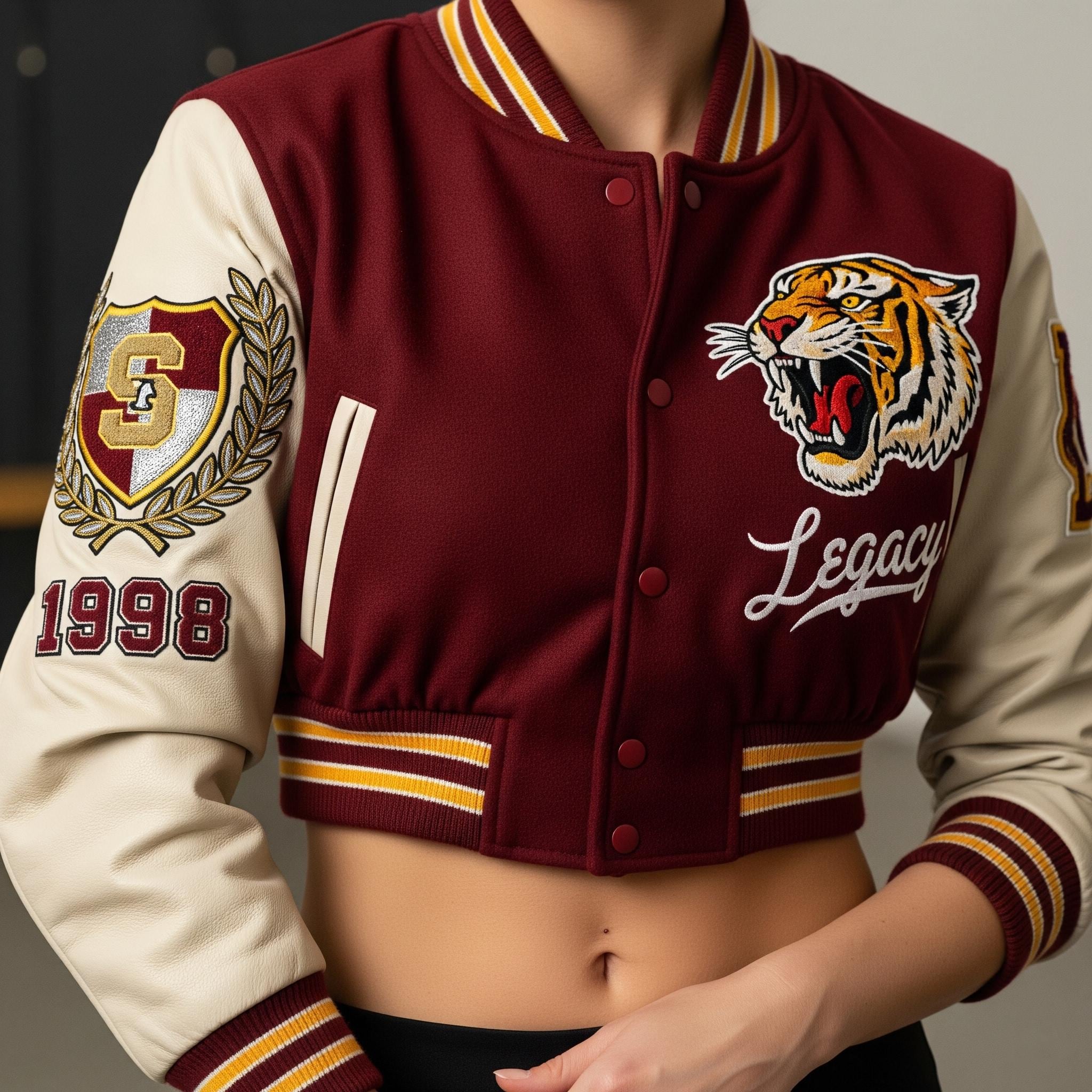 Custom Varsity Jacket for Women – Crop Top Varsity Personalized ...