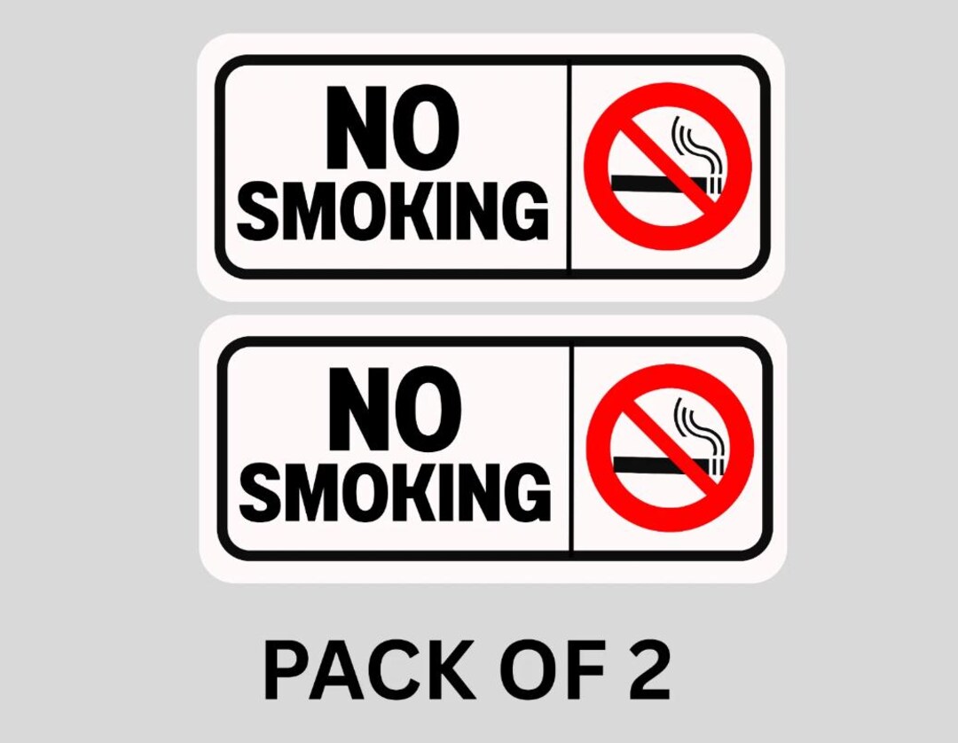 No Smoking Vinyl Sticker Sign – 2 Pack | Weatherproof | 150x50 ...