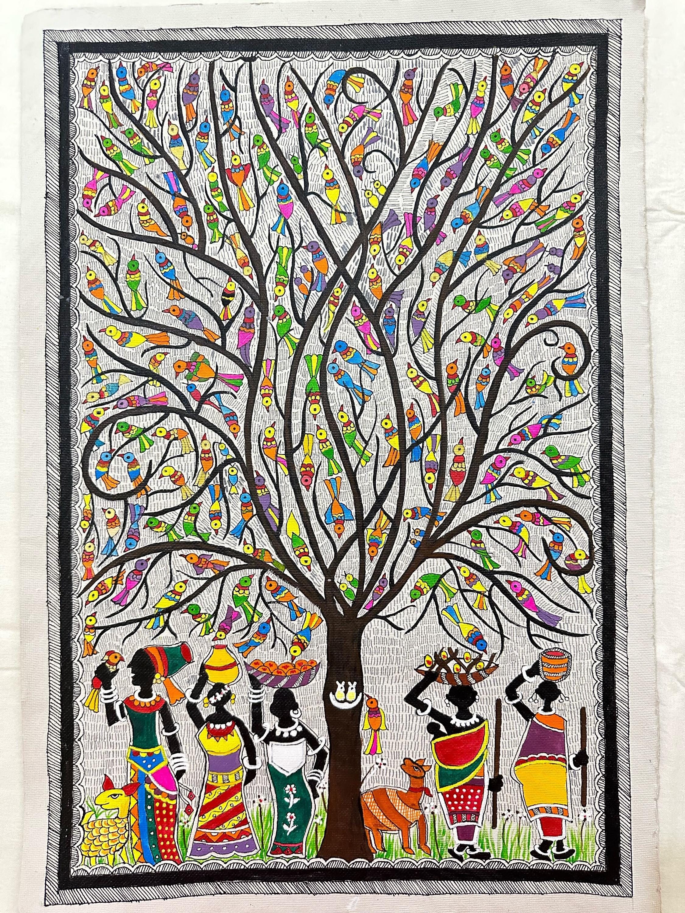 Madhubani Painting - Tree of Life - Etsy