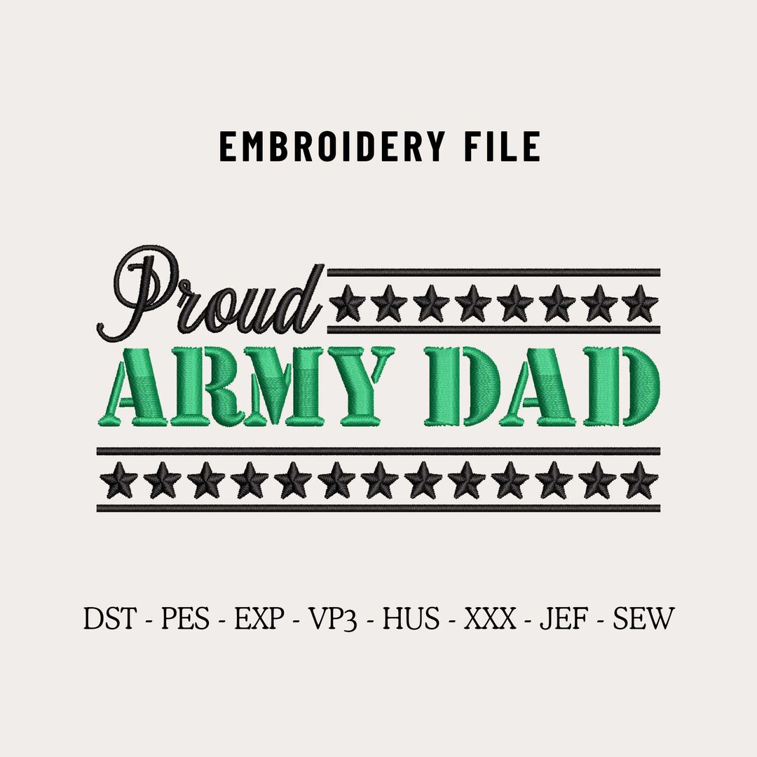Proud Army Dad Embroidery Machine Design File for Caps, Custom Dad Hat ...