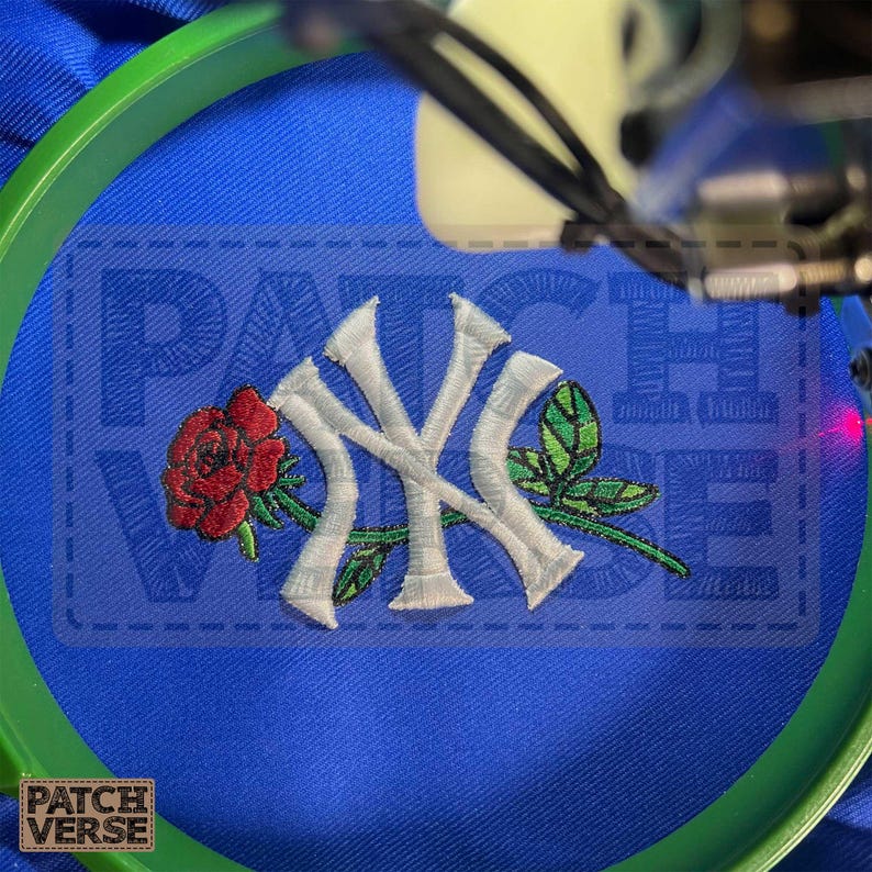New York Rose 3D Puff Embroidery Design File for Caps, Custom Baseball ...