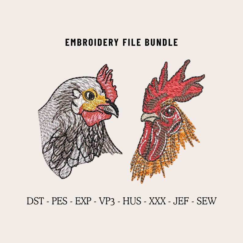 Roosters Embroidery Design Bundle Files for Caps, Gallo Bordados ...