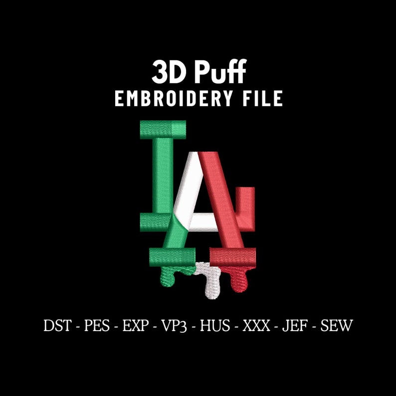 Los Angeles Mexican 3D Puff Machine Embroidery Design File for Caps ...