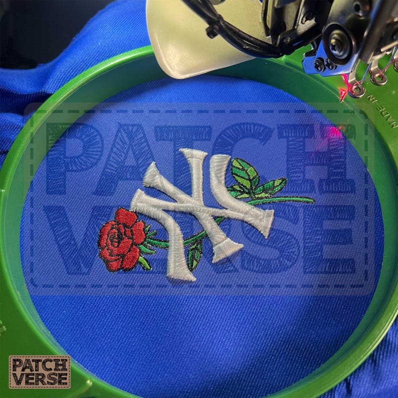 New York Rose 3D Puff Embroidery Design File for Caps, Custom Baseball ...