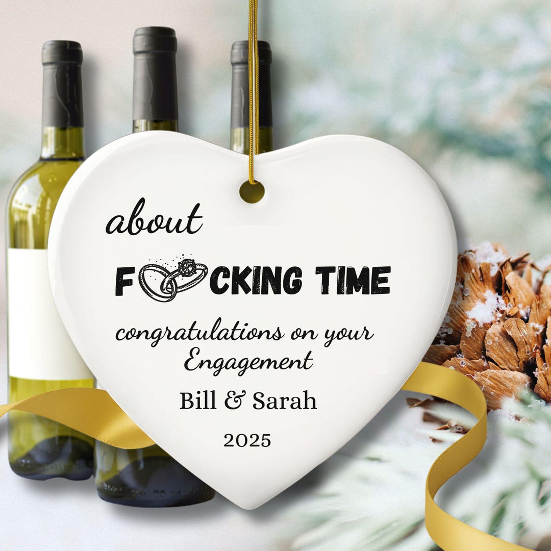 Personalized Ceramic Heart Engagement Ornament, Gift Tag for Wine ...