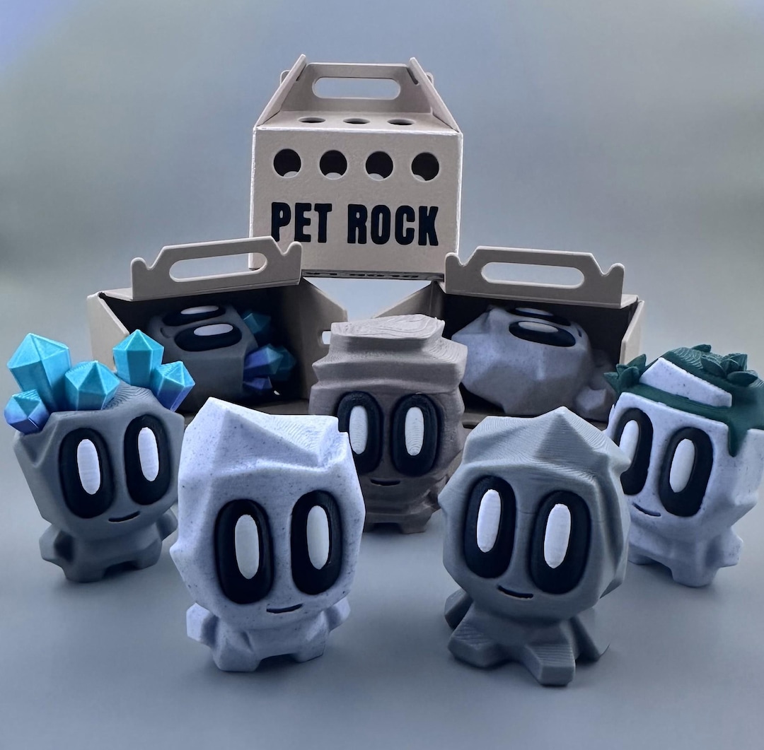 3D Printed Blob Lab Pet Rock & Container: Unique Collectible Desk Toy ...