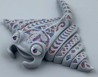MINI 3D Printed Articulating Stingray Manta Ray - Grey With Rainbow ...