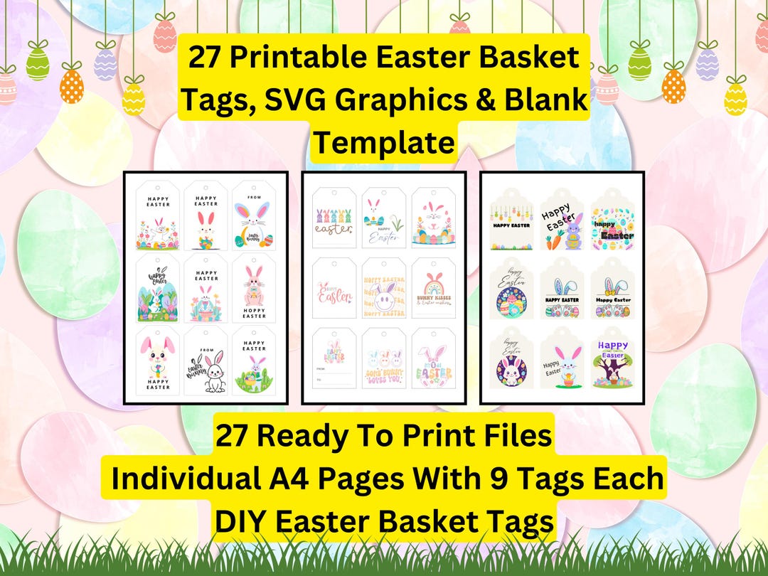 Editable Easter Gift Tag Template Bundle | 27 DIY Basket Labels | Bunny ...