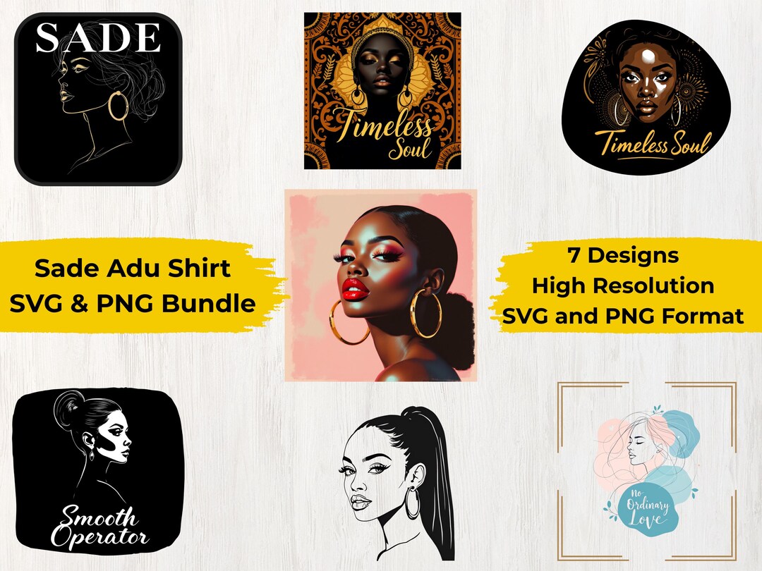 Sade Adu Shirts SVG & PNG Bundle | 7 Vintage 90s Style Designs for T ...