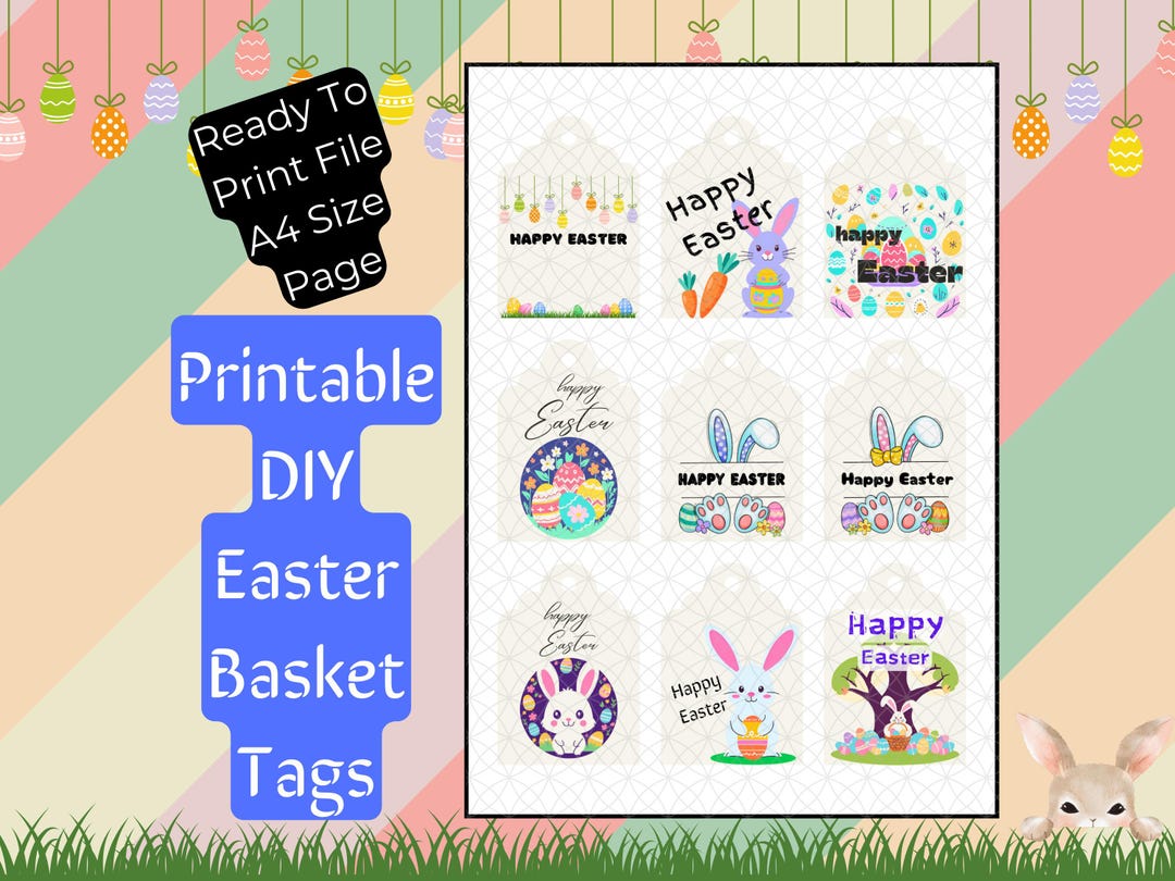 Customizable Easter Basket Name Tags: Printable PDF for Egg Hunts ...