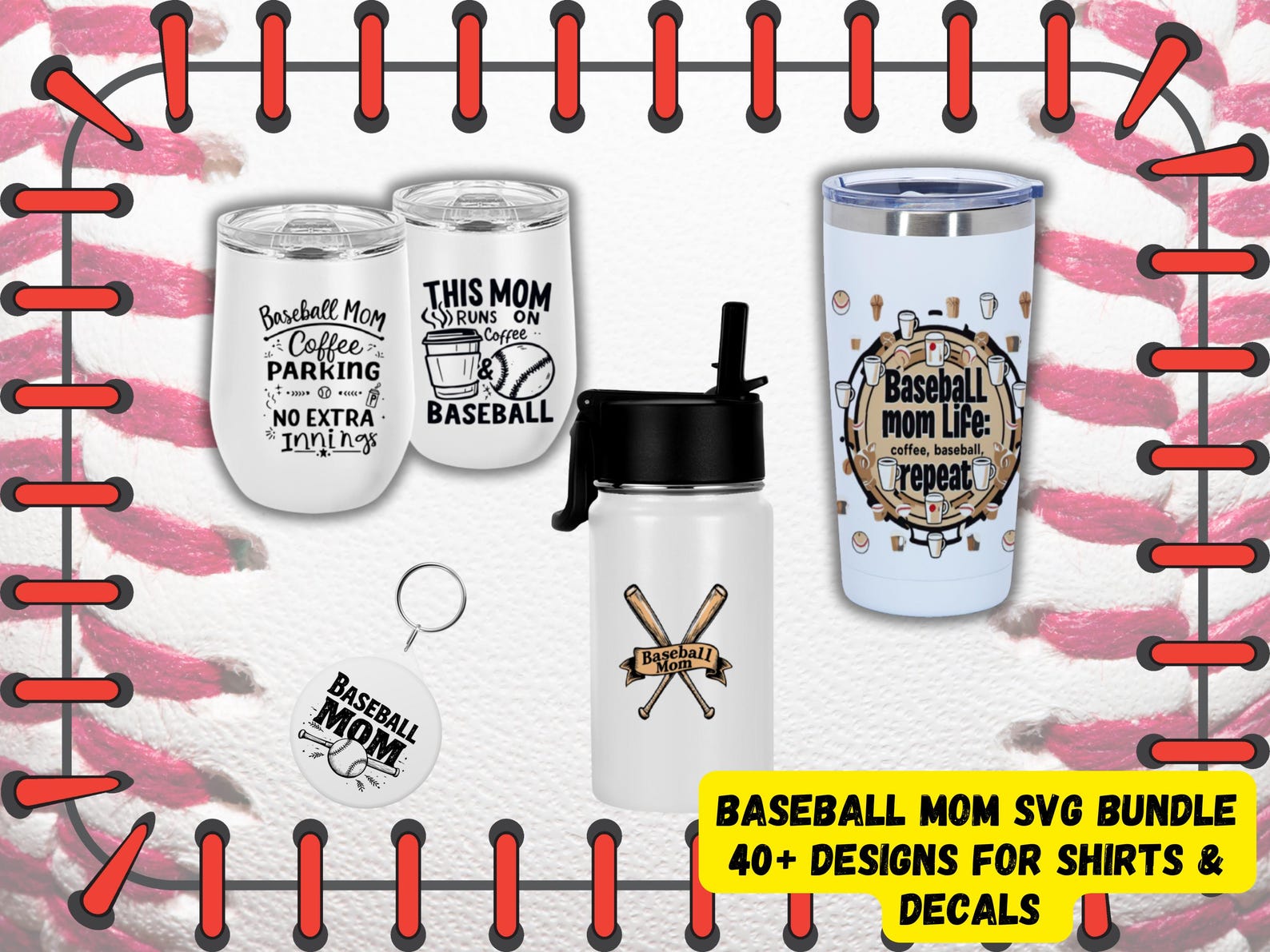 Baseball Mom SVG Bundle | 45 Designs for Shirts, Decals and Tumblers ...