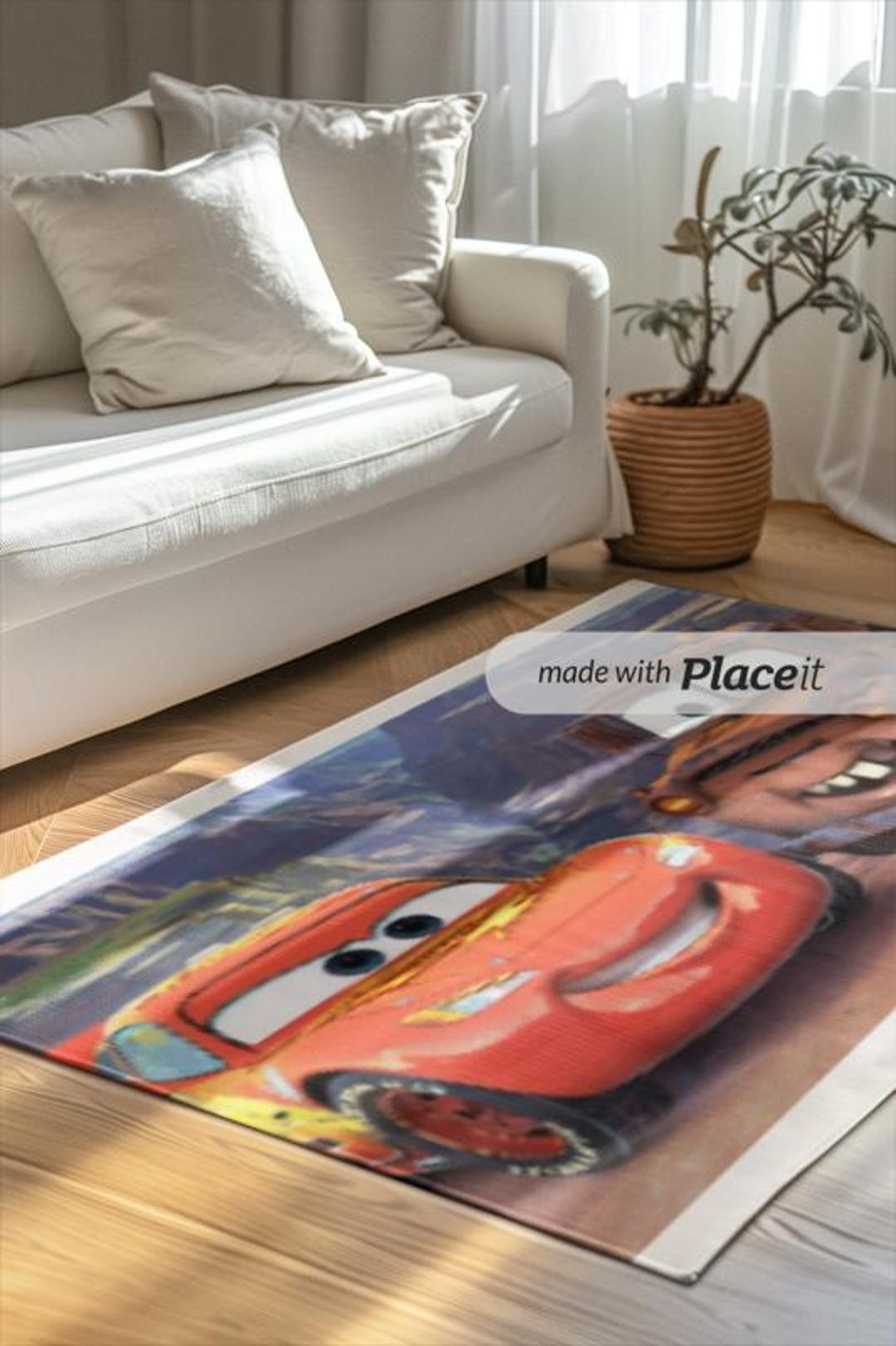 Cars-themed Area Rug for Kids' Room, Playroom Decor, Lightning Mcqueen ...