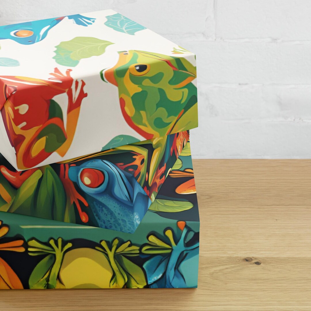 Colorful Frogs Wrapping Paper Sheets - Etsy