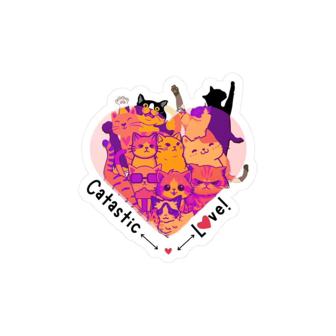 Cat-themed Vinyl Decals, Cute Cat Stickers for Pet Lovers, Colorful ...