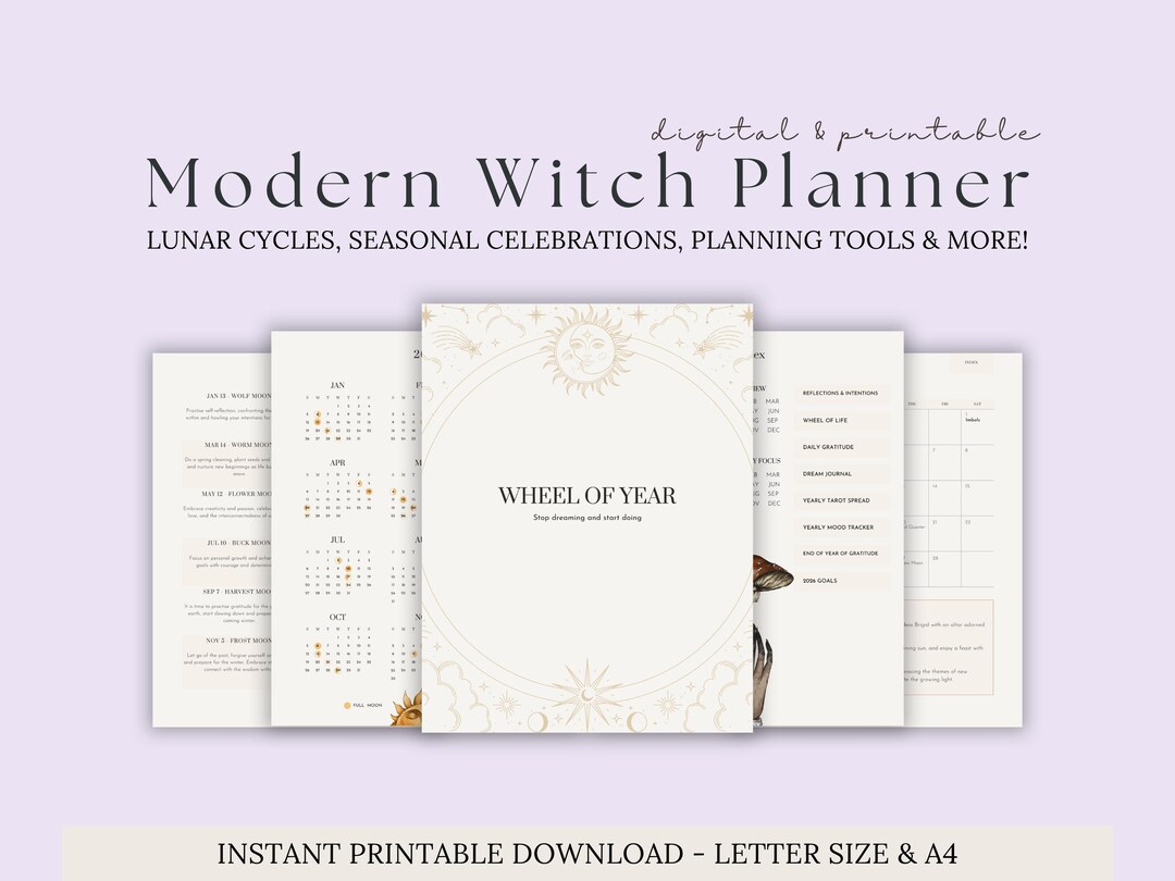 Light Modern Witch Planner - Wheel of the Year 2025 - Etsy