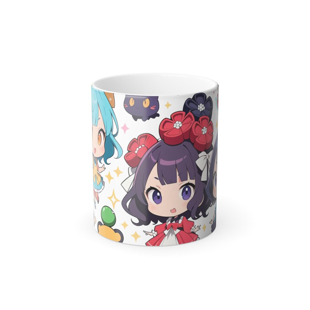 Mug, Chibi Girl Funny Youthful Design Color Morphing Mug, Heat ...