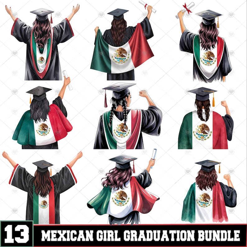 MEXICAN Girl Graduates PNG Bundle, Watercolor Mexican Girl Flag Shirt ...