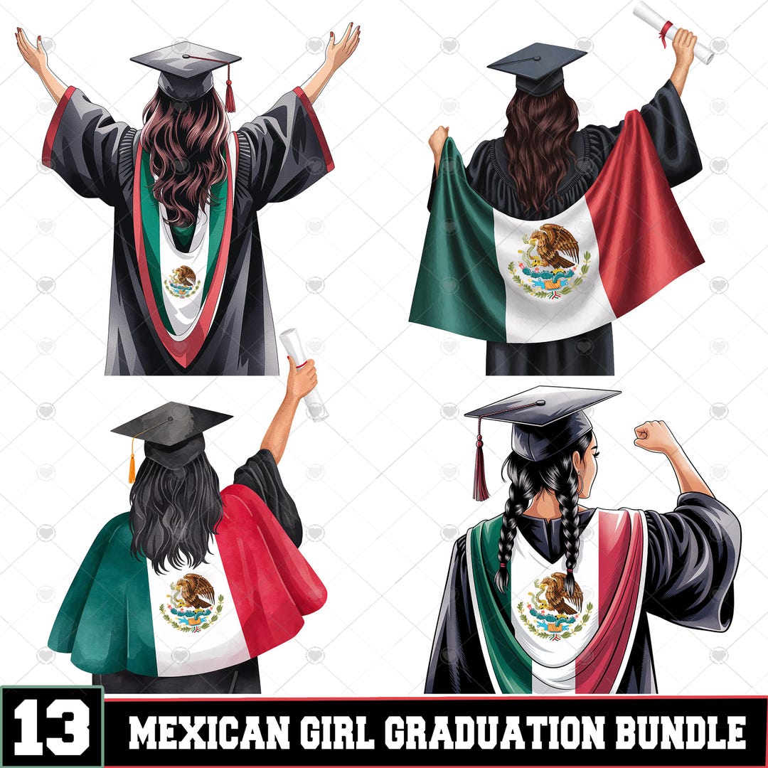 MEXICAN Girl Graduates PNG Bundle, Watercolor Mexican Girl Flag Shirt ...