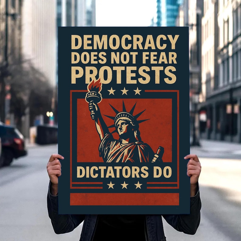 No Kings Protest Sign PRINTABLE, Pro Democracy, Anti-trump, Resist ...