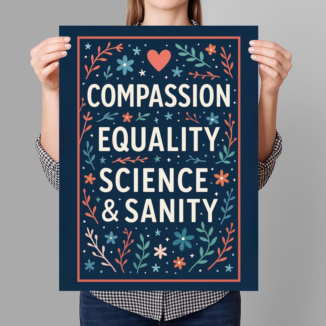Compassion Equality Science Sanity Protest Sign PRINTABLE, Anti-trump ...
