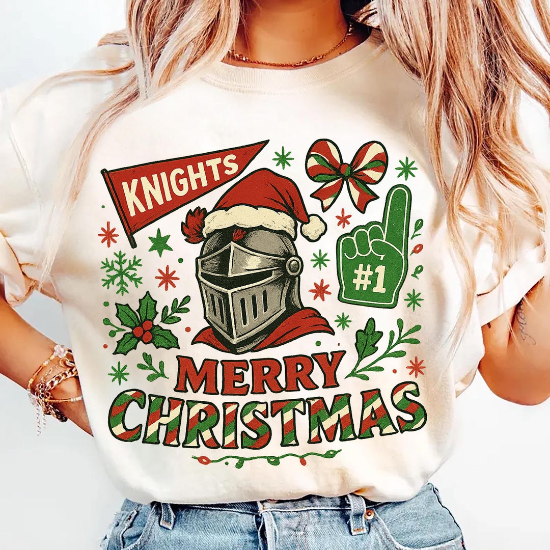 Merry Christmas Knights PNG, Holiday School Spirit Shirt Design ...