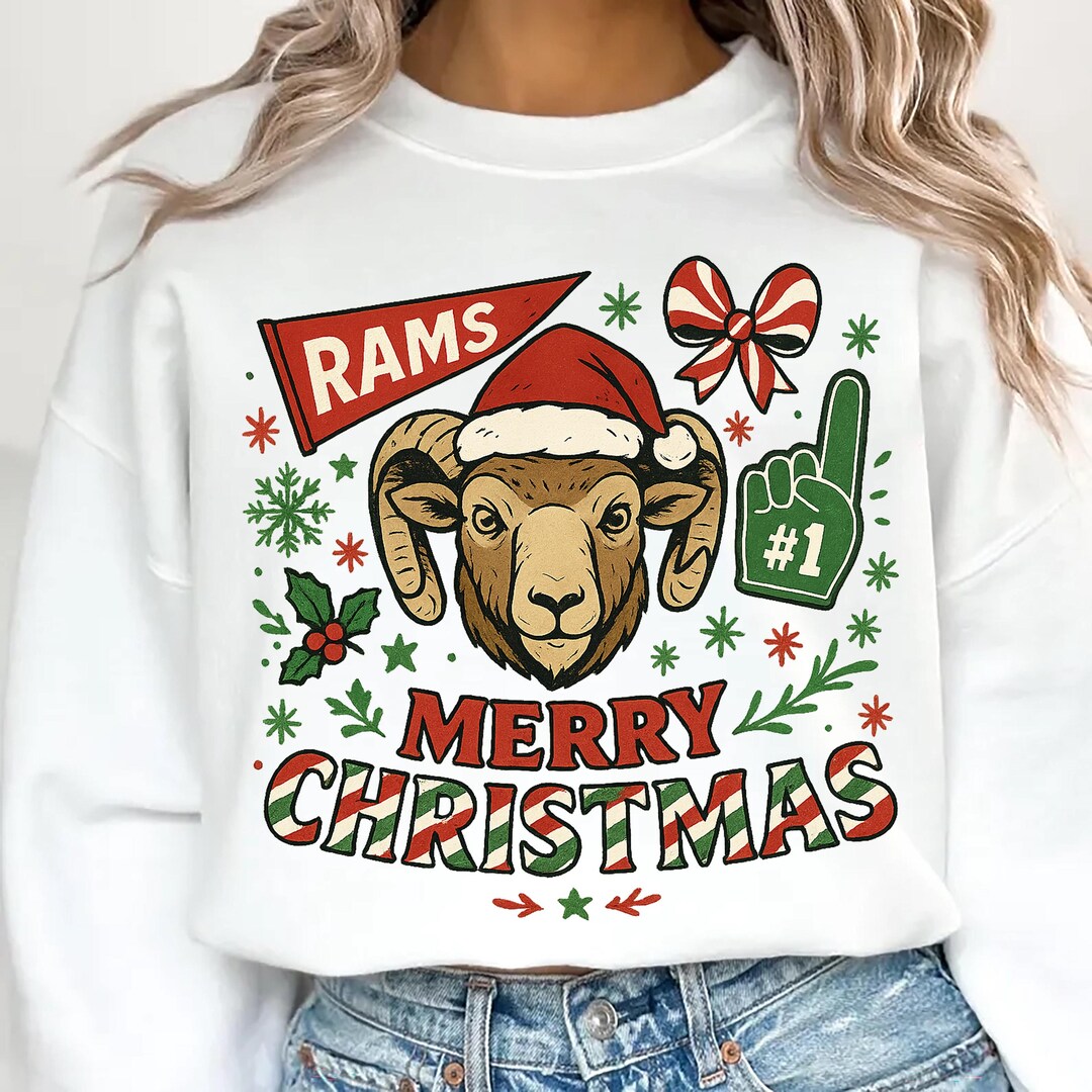 Merry Christmas Rams PNG, Holiday School Spirit Shirt Design, Rams ...