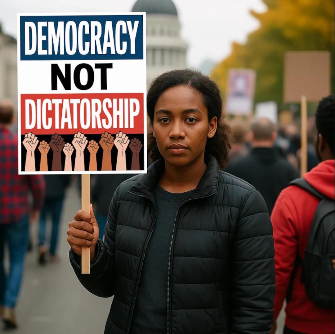 Democracy Not Dictatorship Protest Sign PRINTABLE, Anti-trump Protest ...