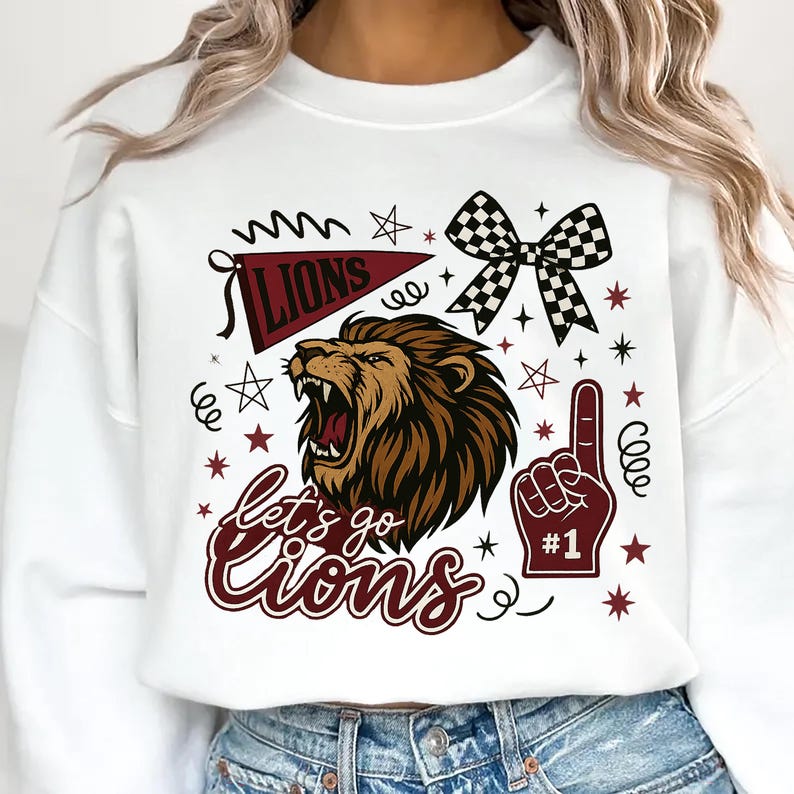 Mascot PNG, Lions Doodle Shirt Design - Maroon, Mascot School, College ...