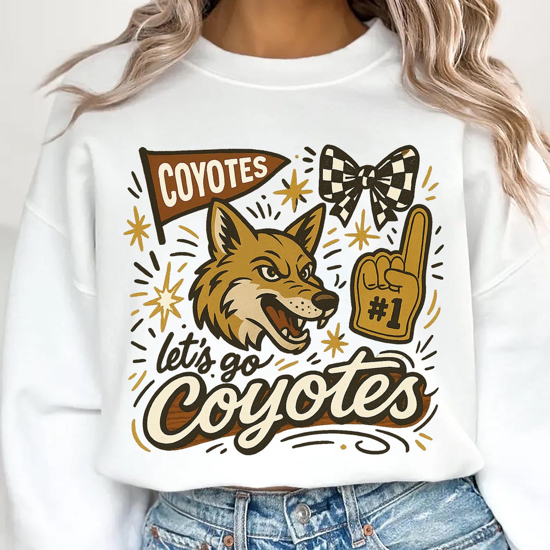 Mascot PNG, Coyotes Doodle Shirt Design - Brown/gold, Mascot School ...