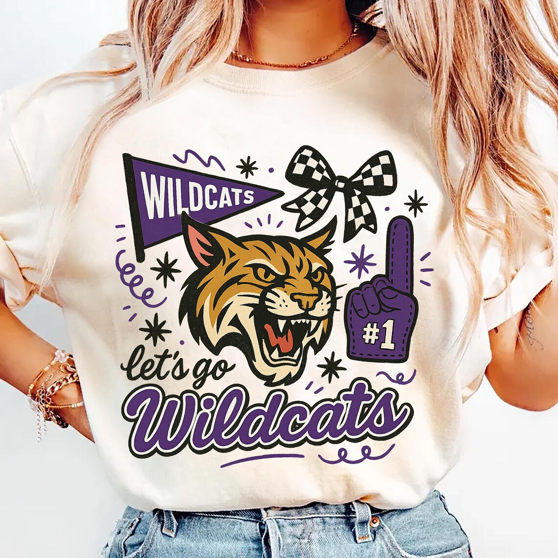 Mascot PNG, Wildcats Doodle Shirt Design - Purple, Mascot School ...