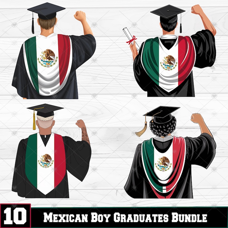 10 MEXICAN Boy Graduates PNG Bundle, Watercolor Mexican Boy Flag Shirt ...