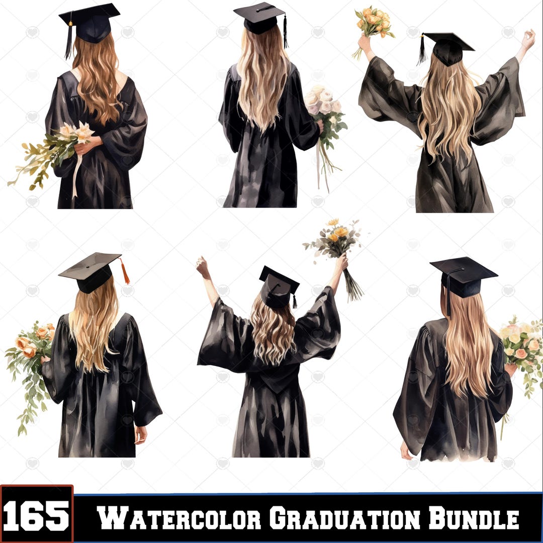 165 Watercolor Graduation PNG Bundle, Graduation Clipart, Graduation ...