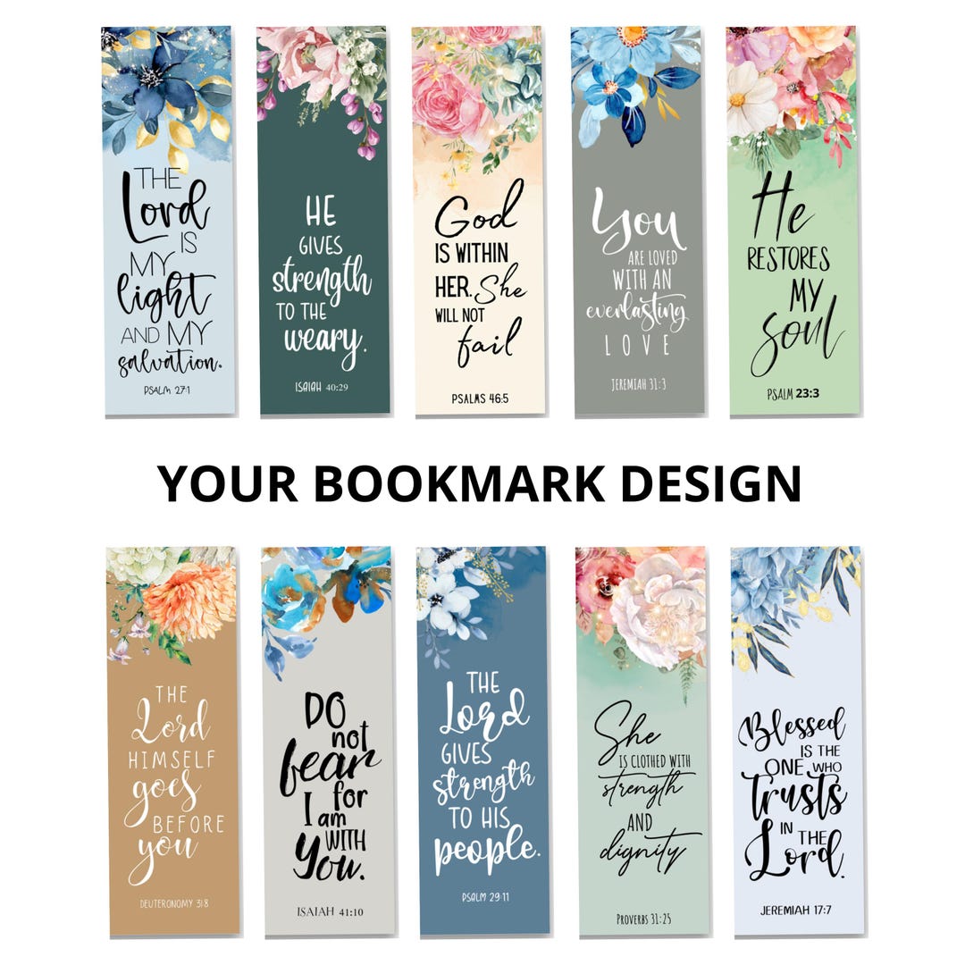 20 Bible Verse Bookmark Bundle, Printable Floral Bible Bookmark ...