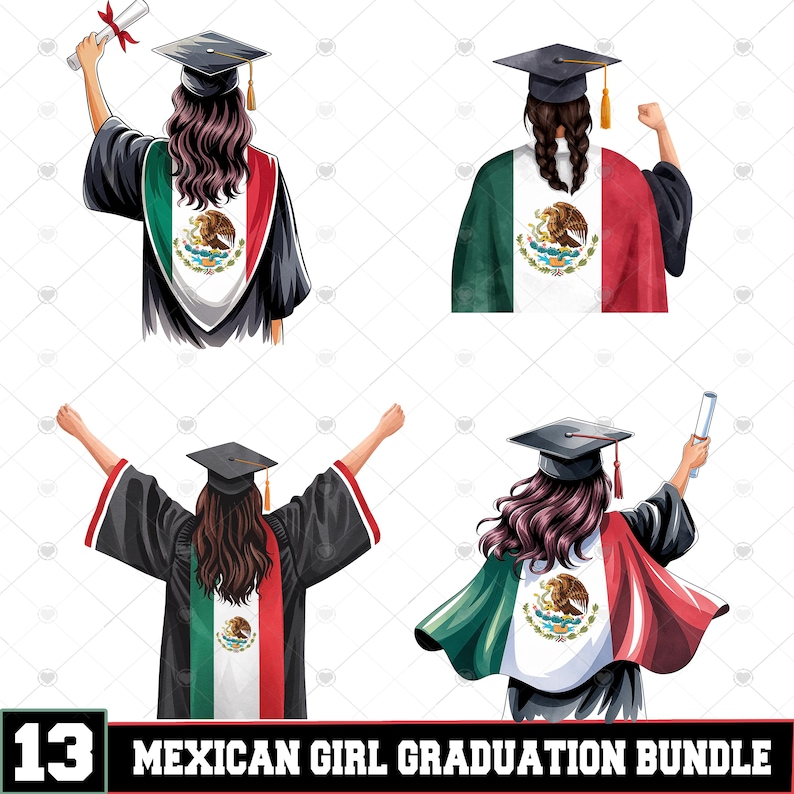 MEXICAN Girl Graduates PNG Bundle, Watercolor Mexican Girl Flag Shirt ...