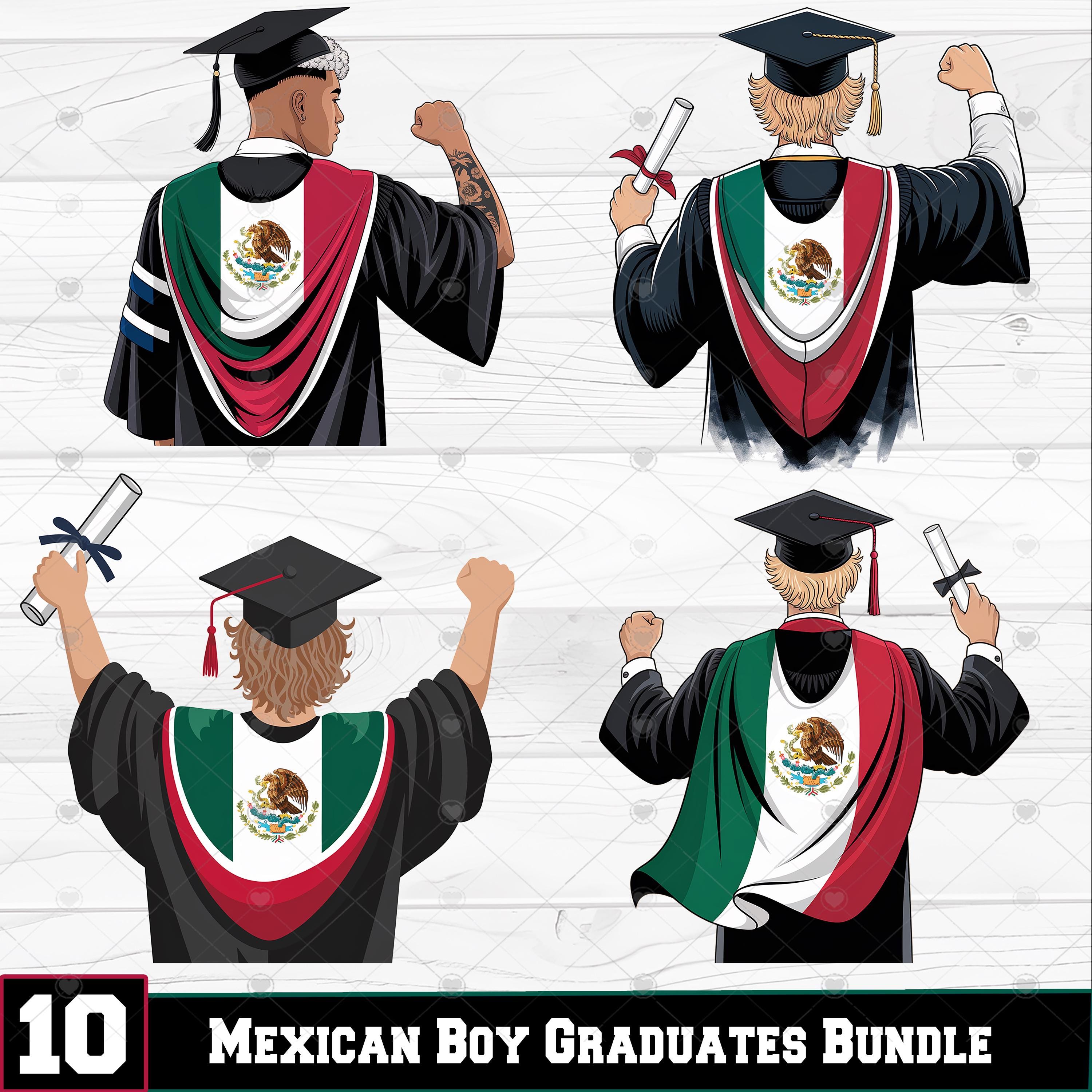 10 MEXICAN Boy Graduates PNG Bundle, Watercolor Mexican Boy Flag Shirt ...