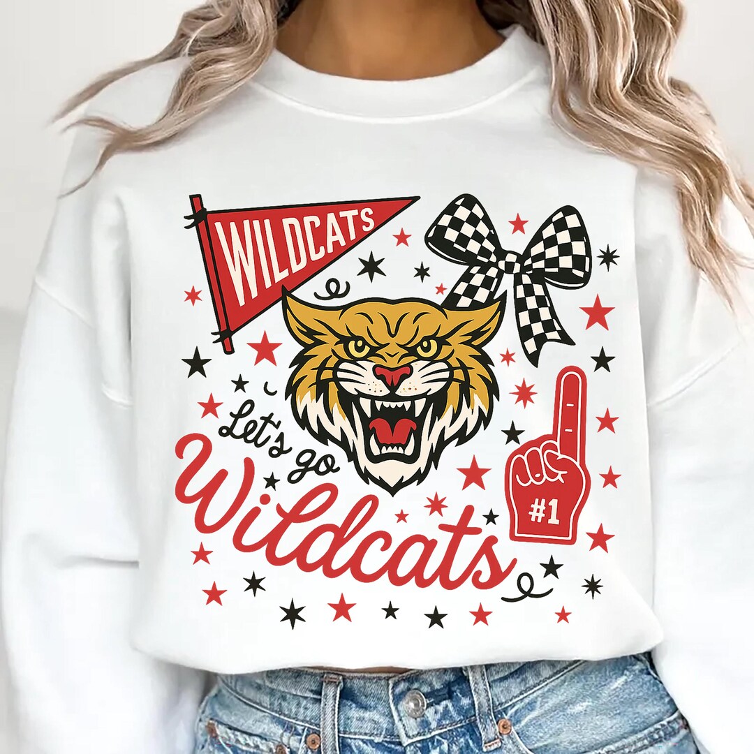 Mascot PNG, Wildcats Doodle Shirt Design - Red, Mascot School, Collage ...