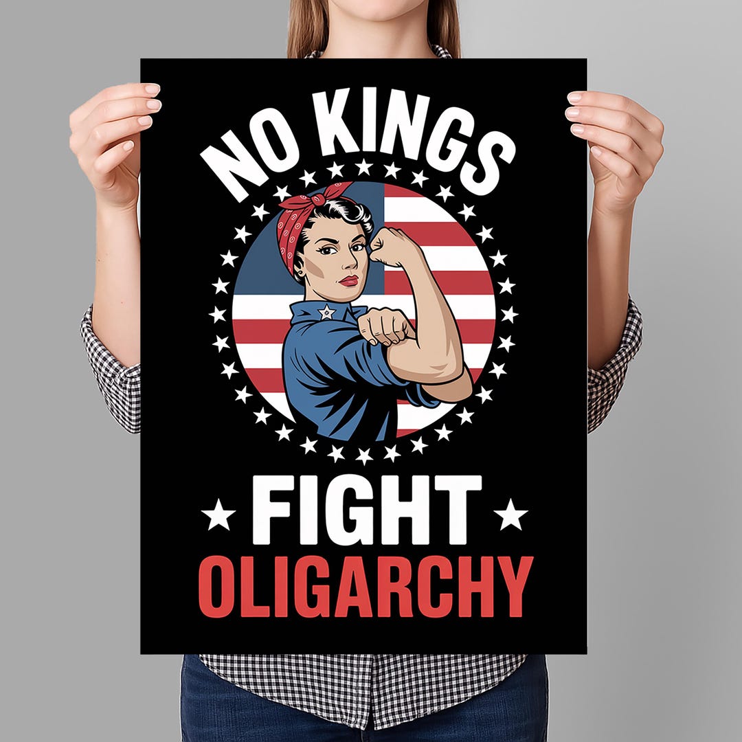 No Kings Fight Oligarchy Resist Protest Sign PRINTABLE, Anti-trump ...