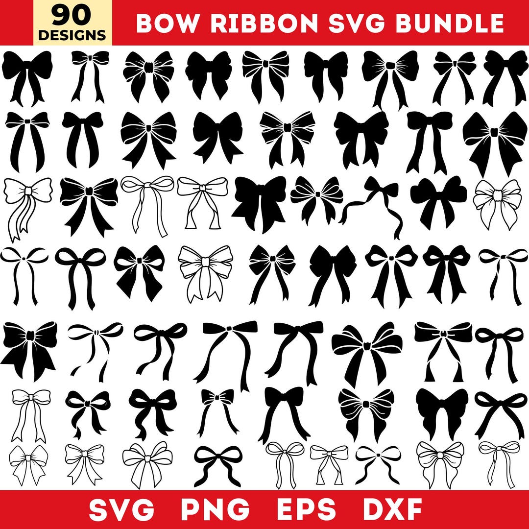 Black Bow SVG Bundle, Ribbon Bow SVG, Coquette Bow SVG, Bow Tie Svg ...