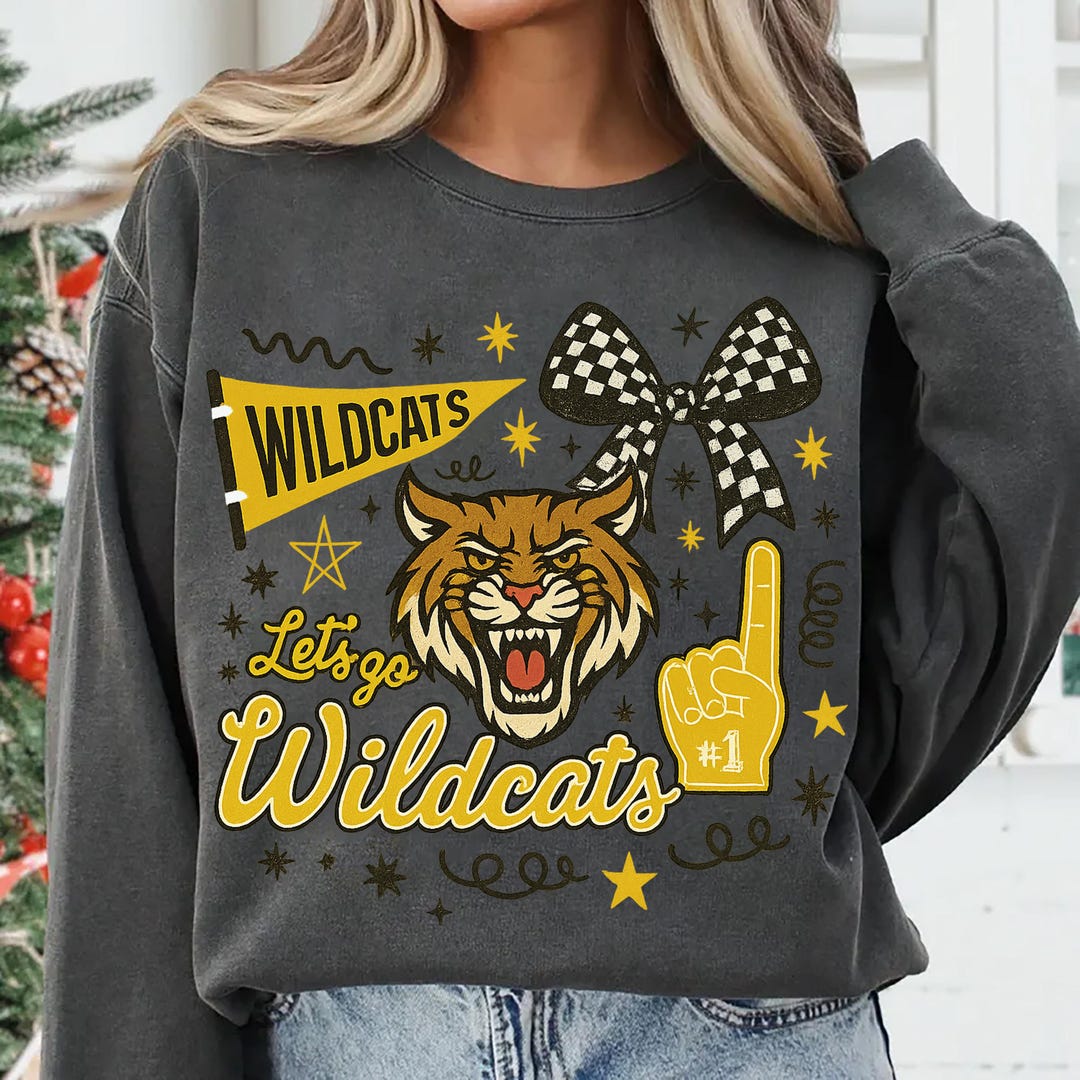 Mascot PNG, Wildcats Doodle Shirt Design - Gold, Mascot School, College ...