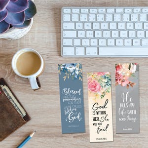 20 Bible Verse Bookmark Bundle, Printable Floral Bible Bookmark ...