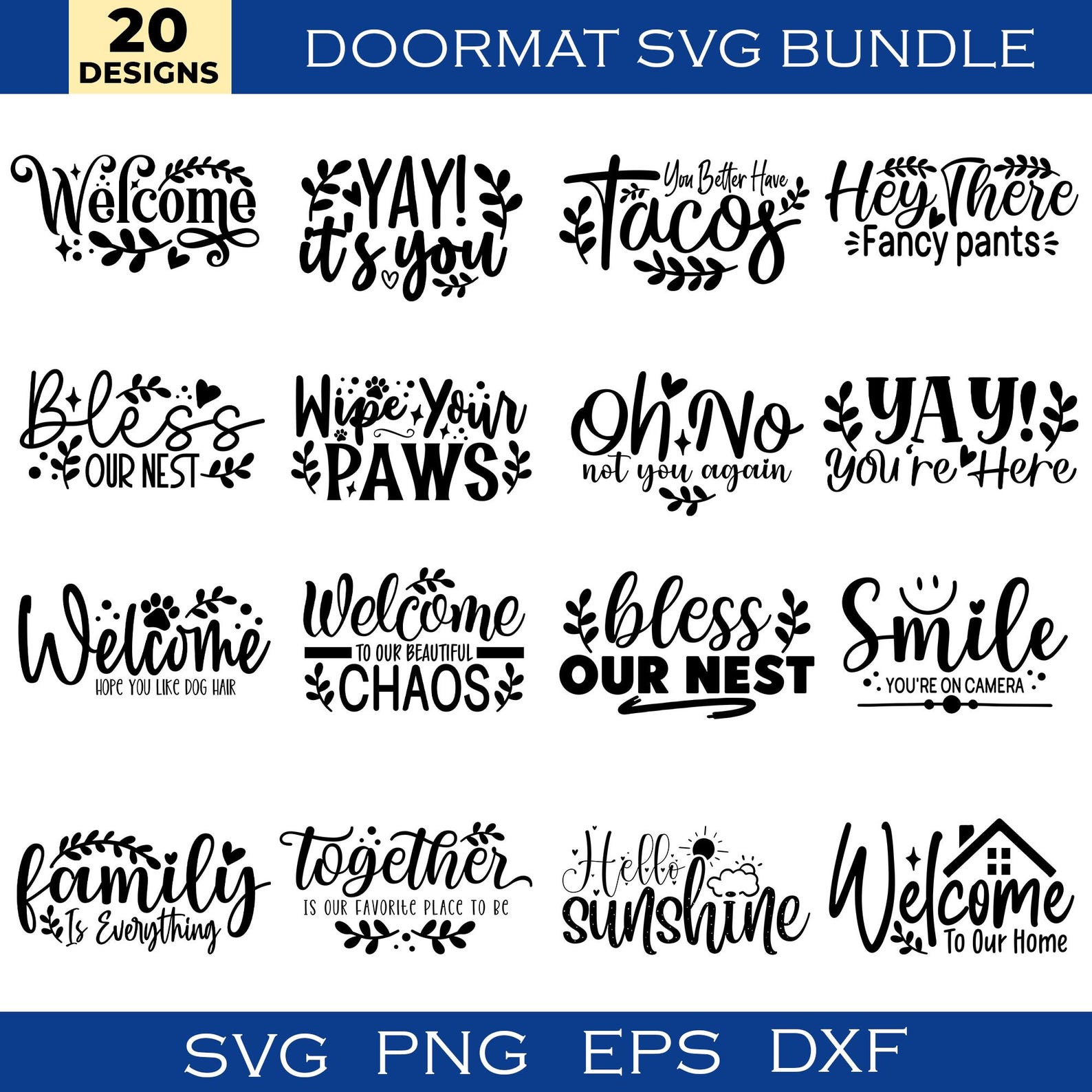 20 Doormat SVG Bundle, Welcome Mat Cut Files, Funny Door Mat Quotes ...
