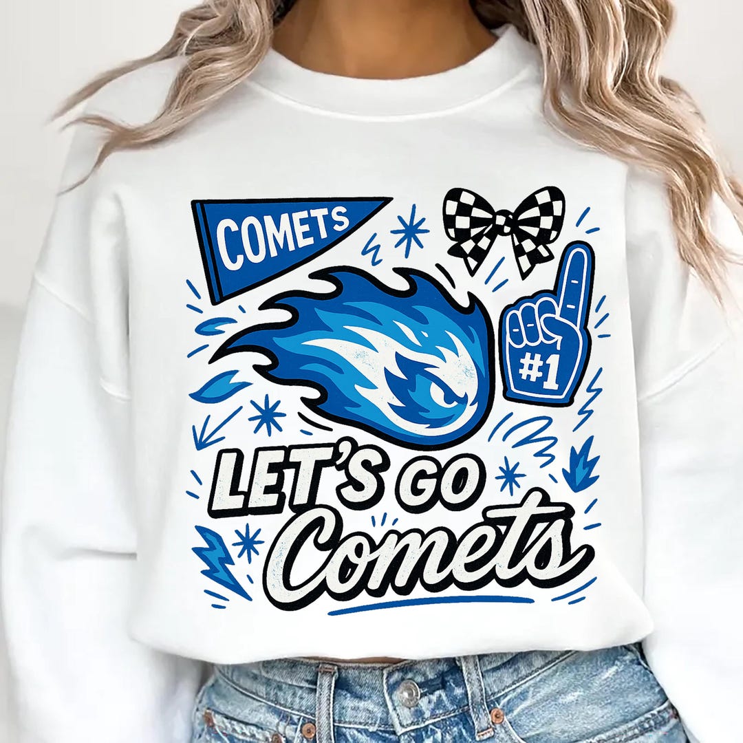 Mascot PNG, Comets Doodle Shirt Design - Blue/white, Mascot School ...