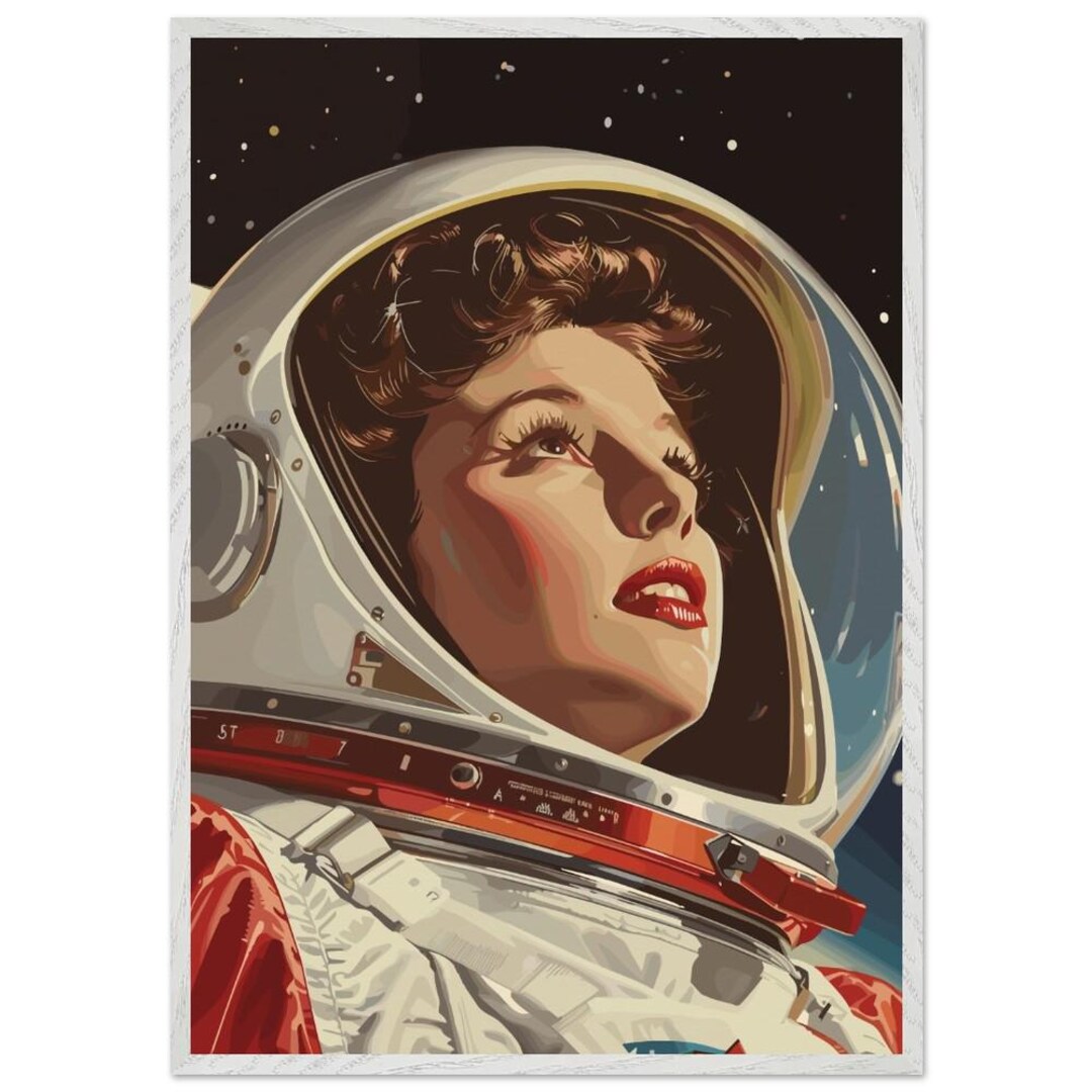 1950s Retro Vintage-style Sci Fi Astronaut Premium Wooden Framed Poster ...