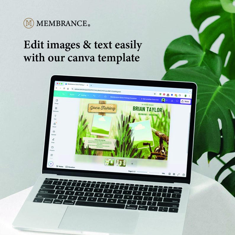 Gone Fishing Funeral Welcome Sign - Canva Digital Template Only, Fully ...