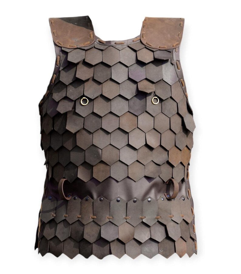 Leather Breastplate Armor Viking Leather Scale Armor Adjustable Brown ...