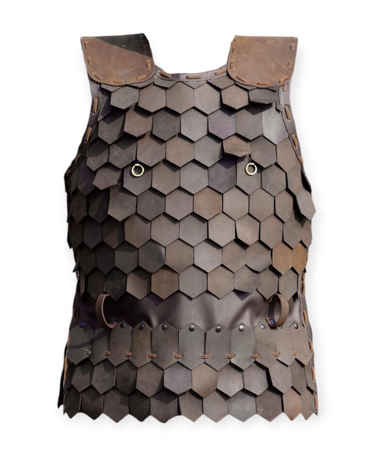 Leather Breastplate Armor Viking Leather Scale Armor Adjustable Brown ...