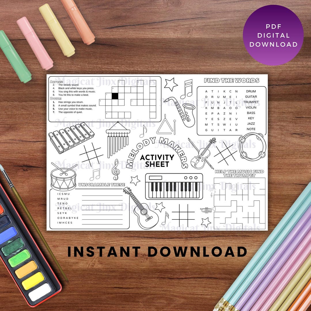 Fun Music Activity Sheet PDF for Kids – A4 Printable With Maze ...