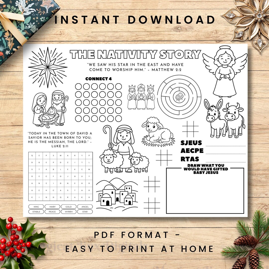 Printable Nativity Activity Sheet | Christian Christmas Kids Worksheet ...